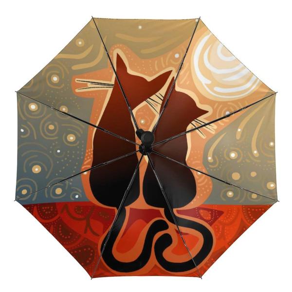 商品名:  Nugier Automatic Umbrella, 3-Fold 8 Ribs Travel Sun Parasol Strong Rain Folding Umbrella UV Protection Inner Print...