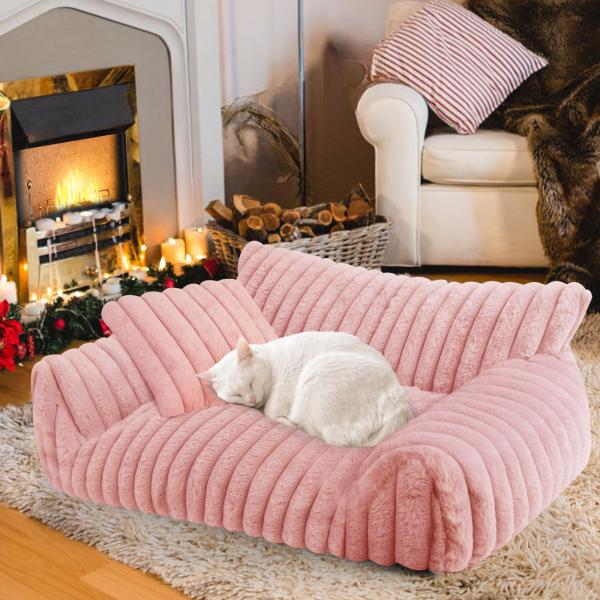 商品名:  Cute Cat Couch Bed for Indoor Cats, Fluffy Pet Cat Sofa with Premium Soft Corduroy Fleece, Cute Small Dog Beds for...