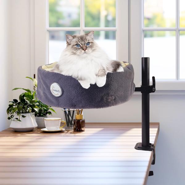 商品名:  Pawzentic Cat Desk Bed,Cat-Approved Colors,One-Button Lift &amp; Rotate,Super Soft Plush Faux Fur Pet Bed for Dogs...