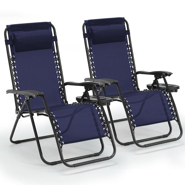 商品名:  RICHRYCE Zero Gravity Chair, Set of 2 Reclining Folding Outdoor Chairs with Adjustable Headrest &amp; Cup Holder, ...