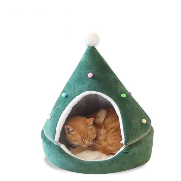商品名:  Christmas Tree Cat Litter, 2-in-1 Self-Warming Cat Bed and Tent House, Removable Triangle Pet Teepee, Cozy Xmas Do...