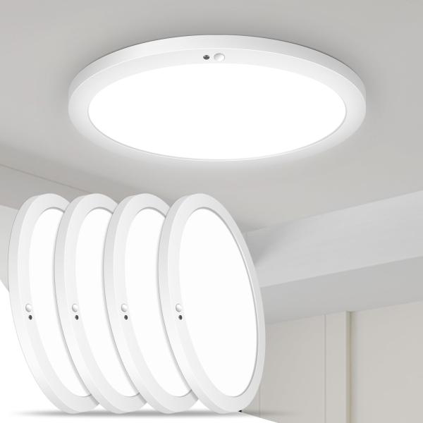 商品名:  4 Pack Motion Sensor Ceiling Light Indoor Wired PIR, 2700/3000/3500/4000/5000K, 24W, 120V, 12 Inch LED Flush Mount...