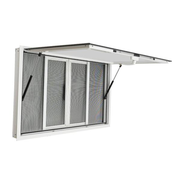 商品名: HENHAIY フードトラック用コンセッションウィンドウ 48x30インチ アルミニウムサービスウィンドウ スライドスクリーン4枚と空気圧ロッド付き フードストールやケータリングトレーラー用防水オーニング HENHAIY Conc...