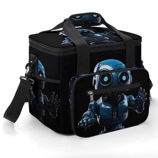 商品名:  Blue Robot Printing Cooler Bag Large Capacity Leak Proof Lunch Cooler for Picnics Travel &amp; Outdoor Adventuresブ...
