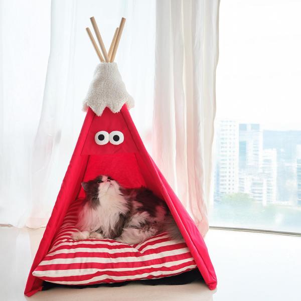 商品名:  Teepee Tent.Elevated Dog Tent, Small Dog Bed with Pad, Portable Wooden Cat Tunnel and House, Dog Beds for Indoor P...