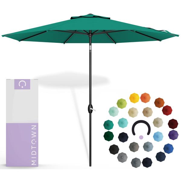商品名: Midtown Umbrellas(ミッドタウンアンブレラ)Sunbrella傘 10フィート 大型アウトドア傘 Sunbrella キャンバス ティールアクリル生地 - 自動傾斜アルミニウムフレーム 大きなパティオ傘 裏庭、デッ...
