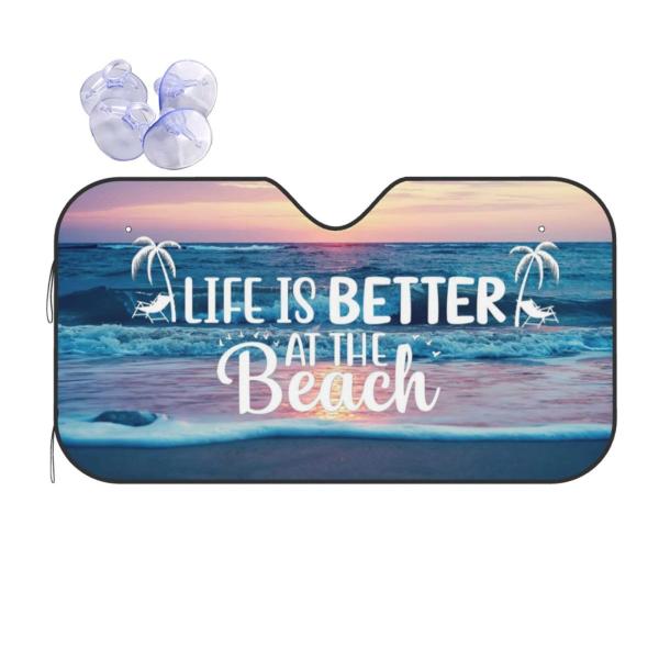 商品名: Nautical Life is Better at The Beach サンライズ フロントガラスサンシェード 車のフロントウィンドウシェード かわいいサンシェードカバー サンバイザー シールドブロック 自動車内装プロテクター ...