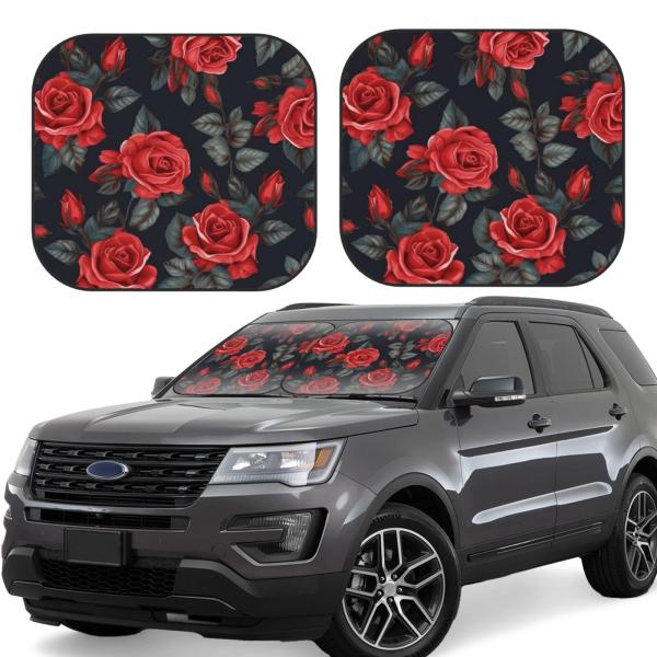 商品名:  Beautiful Red Rose Flowers Car Windshield Sun Shade Foldable 2-Piece Car Sunshades Auto Sun Blocker Visor Protecto...