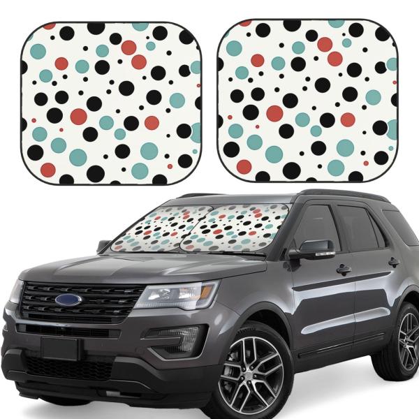 商品名:  Polka dot Car Windshield Sun Shade Foldable 2-Piece Car Sunshades Auto Sun Blocker Visor Protector for Front Windo...
