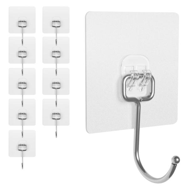 商品名: BaGushan 壁掛け用粘着フック - 60ポンド 高耐久 防水 &amp; 防錆 壁用 粘着フック 損傷なし キッチン/バスルーム/レンタル用 (ガンチョパラペール) 10個パック BaGushan Adhesive Wall...