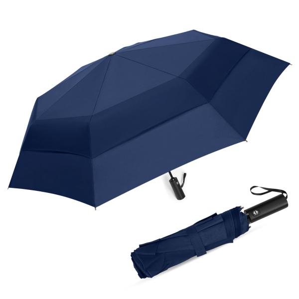 商品名: ECOBRELLA 防風ゴルフ傘 - オーバーサイズ 54インチ ダブルレイヤー 特大傘 コンパクト、折りたたみ、防水 自動開閉 ダークブルー - 06 ECOBRELLA Windproof Golf Umbrella -Ove...