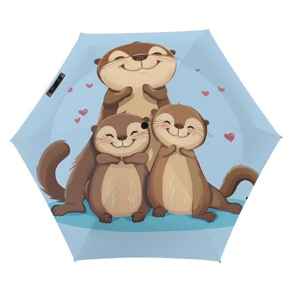 商品名:  Cute Otter Family Travel Umbrella for Rain Windproof 5 Folding Compact Umbrella Auto Open Closeブランド: Generic商品サイズ:...