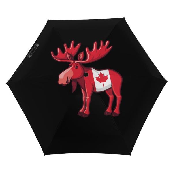 商品名:  Moose &amp; Canadian Flag Travel Umbrella for Rain Windproof 5 Folding Compact Umbrella Auto Open Closeブランド: Gener...