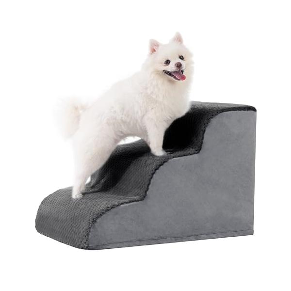 商品名:  MIHIKK Dog Stairs Ramp, Curved 3-Step Dog Steps for Small Dogs and Cats, Pet Stairs for High Beds and Couch with A...