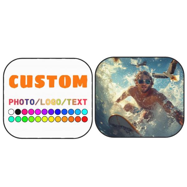 商品名:  Custom Car Sun Visor Personalized Windshield Sun Shade Add Photo Text Customized 2 Pieces Foldable Car Front Windo...