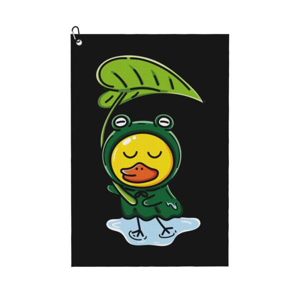 商品名:  BASRETY Rain Ducks Wearing Frog Raincoat with Leaves Umbrella Golf Towel with Carabiner Clip for Golf Bag 24" X 16...