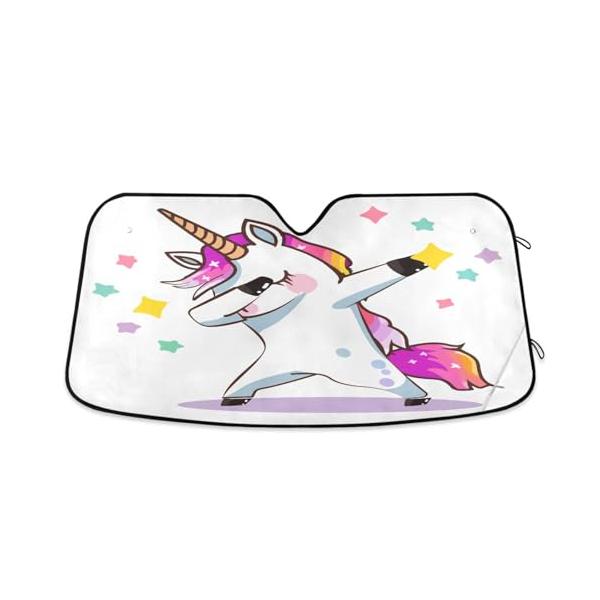 商品名:  ALAZA Unicorn Dabbing Car Windshield Sun Shade Front Window Sunshade Cover Foldable Sun Shield Visor, 55x27.6 inch...