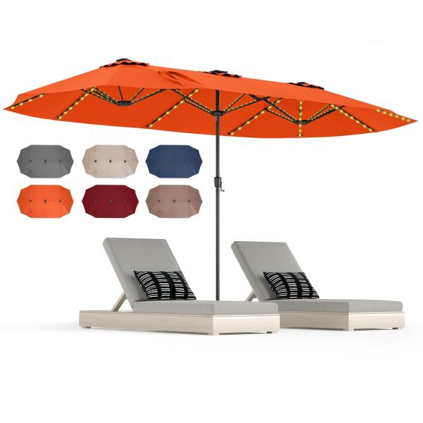 商品名:  HAPPYGRILL 15.5 FT Double-sided Patio Umbrella with Solar Lights, Outdoor Twin Size Umbrella with Crank Handle &am...