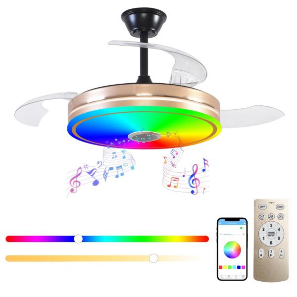 商品名:  Retractable Ceiling Fan with Lights, 42 inch Ceiling Fan with Light and Remote, Low Profile Bladeless Ceiling Fans...