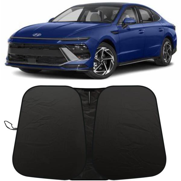 商品名: ヒュンダイ ソナタ 2020 2021 2022 2023 2024用サンシェード カーアクセサリー フロントガラス サンシェード 折りたたみ式 フロントウィンドウ サンバイザー 240T ポリエステル 収納バッグ付き 取り付け簡...