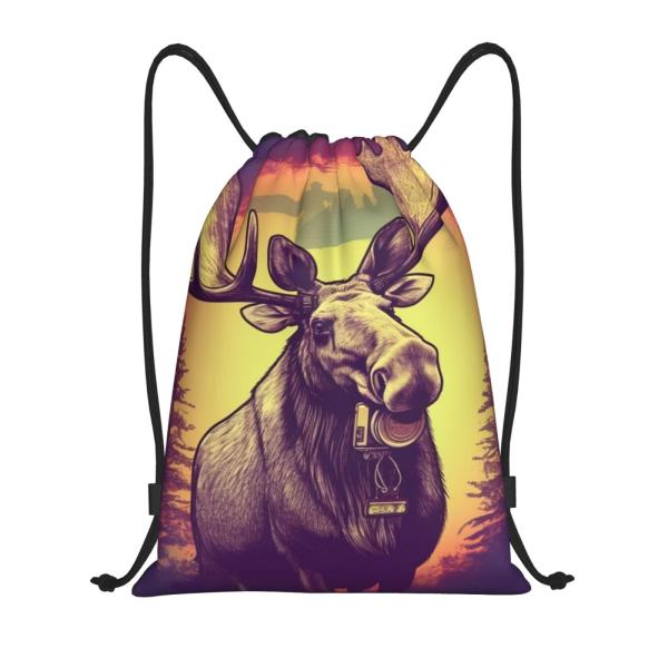 商品名:  PPTHSNVB Drawstring Backpack Waterproof String Bag Cool Moose Sport Gym Sackpack Cinch Sack for Yoga Travelブランド: P...