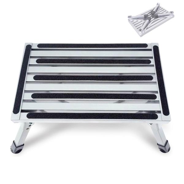 商品名:  RV Step Stool, Aluminum Alloy Folding Platform Steps, 18.7x12in, Anti-Slip Surface, Supports Up to 330lbs, for Cam...