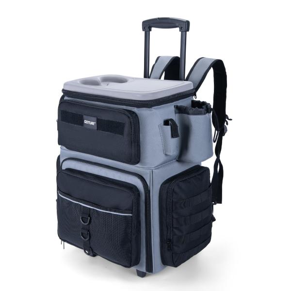 商品名: Goture 66L ローリングタックルボックス クーラー付き 大型フィッシングバッグ キャスター付き 3700トレイ5個用 (トレイは含まれていません) 海水耐性タックルバックパック ロッドホルダー&amp;EVAカバー付き G...