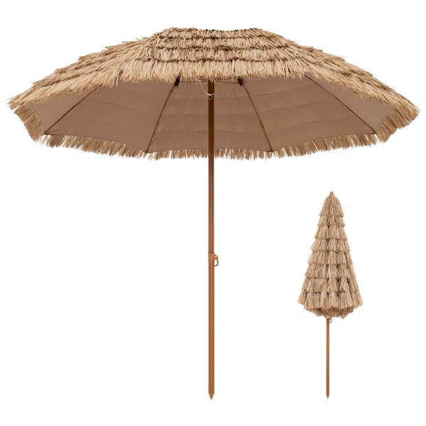 商品名:  RELAX4LIFE 8FT Thatched Tiki Patio Umbrella - Hawaiian Style Hula Grass Umbrella w/8 Ribs, Portable Tropical Palap...