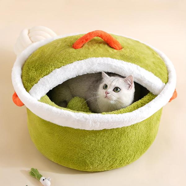 商品名:  Cat Bed &amp; Small Dog Bed - Fluffy Enclosed Cave for Indoor Cats/Pets, Removable Cat Hideaway,Cute Cat Bed, Self...