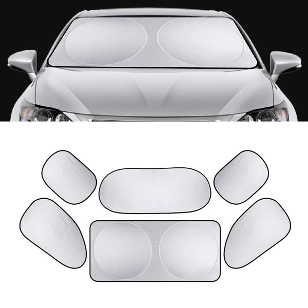 商品名: 1パック 6個 フロントガラスサンシェード 車用サンバイザープロテクター 日焼け防止 断熱 フロントとリアのフロントガラスサイドウィンドウガラスサンバイザー、ほとんどの車にユニバーサル(シルバー) 1 Pack 6 Pcs Win...