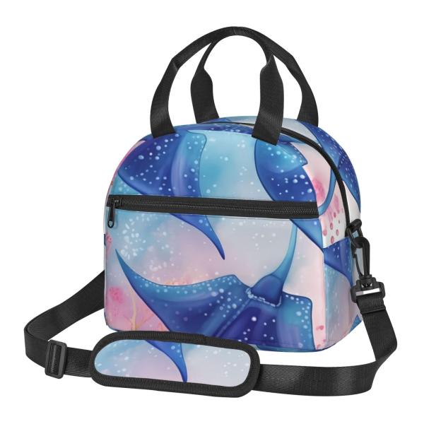 商品名:  Insulated Lunch Bags for Women Men Reusable Lunch Box with Adjustable Shoulder Strap Sea Animals Stingrays Cooler ...