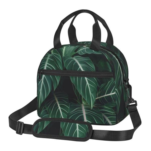 商品名:  Insulated Lunch Bags for Women Men Reusable Lunch Box with Adjustable Shoulder Strap Green Long Leaves Cooler Bag ...