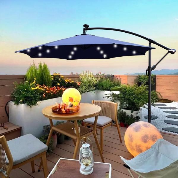 商品名:  10 ft Outdoor Patio Umbrella Solar Powered LED Lighted Sun Shade Market Waterproof 8 Ribs Umbrella with Crank and ...