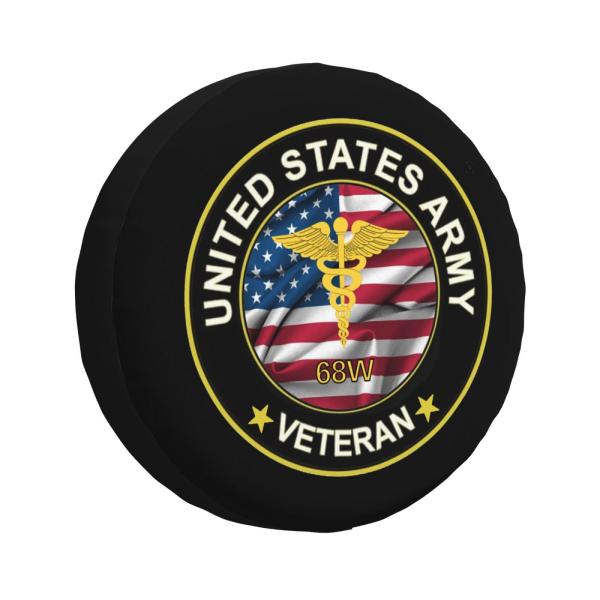 商品名:  Us Army Mos 68w Medic Veteran 15 Inch Spare Tire Cover Weatherproof Wheel Protector Rv SUV Truck Trailer Camper4ブラ...