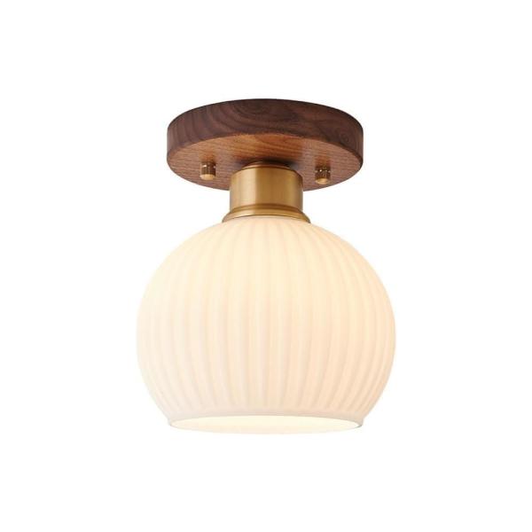 商品名:  LXCLCYM Semi Flush Mount Ceiling Light Japanese Style Retro Small Entrance Hall Flat Panel Light Striped Milk Whit...