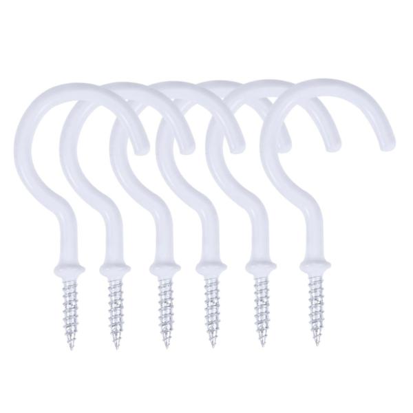 商品名:  Luxshiny Sturdy Plastic Coated Screw-in Hooks 10 Pcs Stainless Steel Ceiling Hooks Cup Holder Easy Install for Ind...