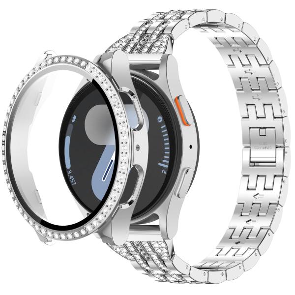 商品名: QUWAAY Samsung Galaxy Watch 7用バンド 40mm 44mm キラキラ光るメタルジュエリーストラップ&amp;保護ラインストーンケース Galaxy Watch 7用 QUWAAY Compatible ...