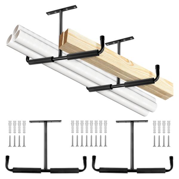商品名:  4Pcs Heavy Duty Overhead Garage Storage Hooks, Metal Ceiling Mounted Ladder Rack Double T Shape Utility Hanger for...