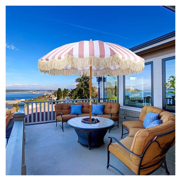 商品名:  UHRLGHS Outdoor Patio Umbrella, 6.5ft Garden Parasol with Fringe,Portable Beach Umbrella Protection with Carry Bag...