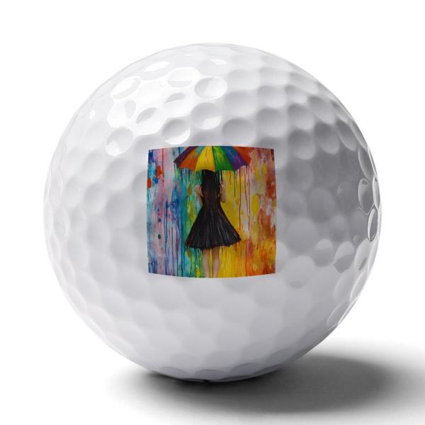 商品名:  Black Dress Woman Holding Umbrella Colorful Funny Standard Golf Balls Professional Ultimate Performance Distance G...