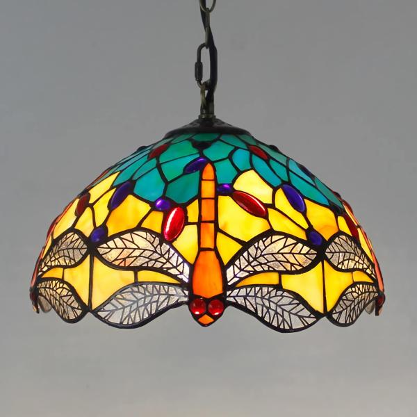 商品名:  ZHOUYANB 12 inch Ceiling Light Chandeliers, Dimmable Stained Glass LED Ceiling Lamp, E27 Bulb, Modern Retro Pendan...