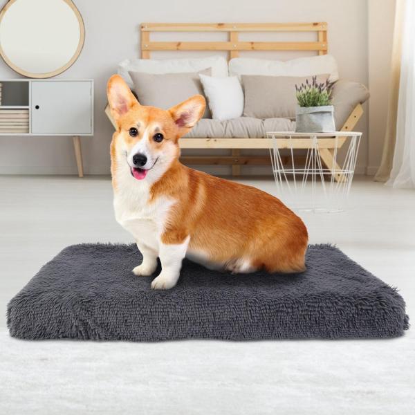 商品名:  Large Dog Bed Crate Pad Mat, Soft Plush Cushion Pet Bed with Removable Washable Cover, Dog Carpet Mattress, Dark G...