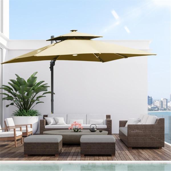 商品名:  lafengyan Ruffled 8.8ft Outdoor Patio Umbrella with 45° Tilt &amp; Wind Vents - Heavy Duty 180gsm Polyester Sun Sh...