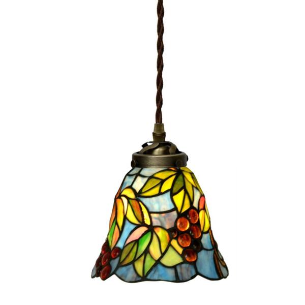 商品名:  ZHOUYANB Ceiling Stained Glass Chandelier 7" Bar Chandelier European Antique Color Glass Grape Meal Head Chandelie...