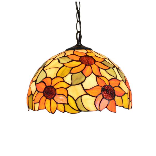 商品名:  ZHOUYANB Ceiling Stained Glass Chandelier 12" Pendant Light Retro Sun Flower Pendant lamp Stained Glass Corridor B...