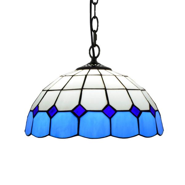 商品名:  ZHOUYANB Ceiling Stained Glass Chandelier 12" Pendant Light Blue Minimalist Pendant lamp Glass Light Fitting for B...