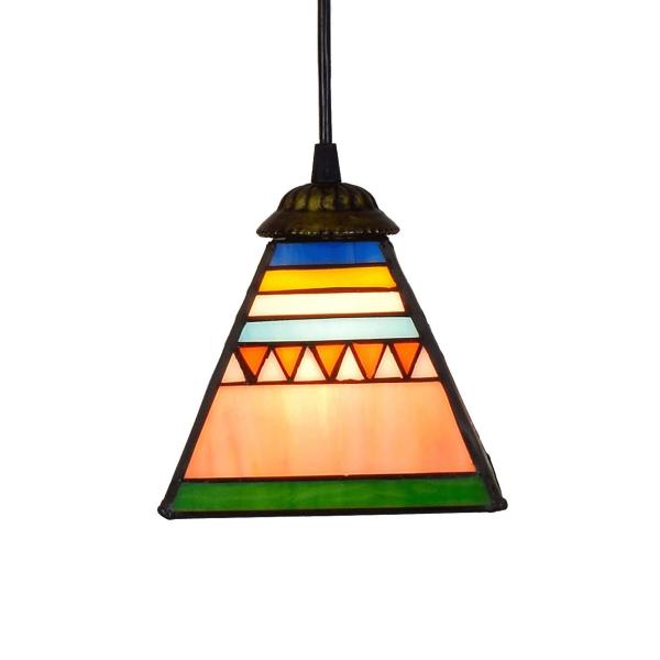 商品名:  ZHOUYANB Ceiling Stained Glass Chandelier 6" Small Pendant Light Pyramid Glass Pendant Light Ceiling Hanging Lamp ...