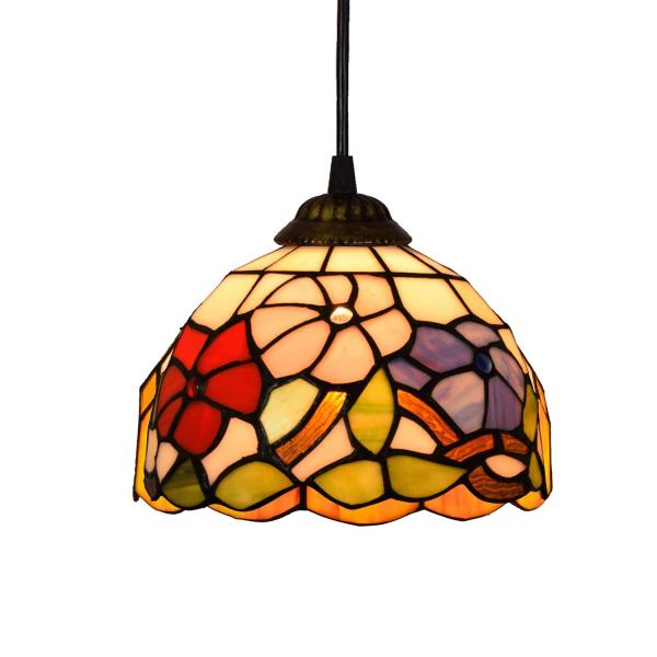 商品名:  ZHOUYANB Ceiling Stained Glass Chandelier 8" Small Pendant lamp Style Creative Stained Morning Glory Glass pendent...