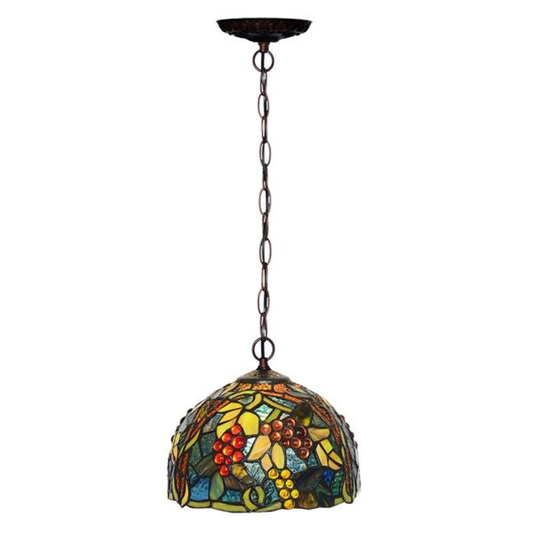 商品名:  ZHOUYANB Ceiling Stained Glass Chandelier 8" Grape European Countryside Cafe Bar Decorative Messing Chandelier Cre...