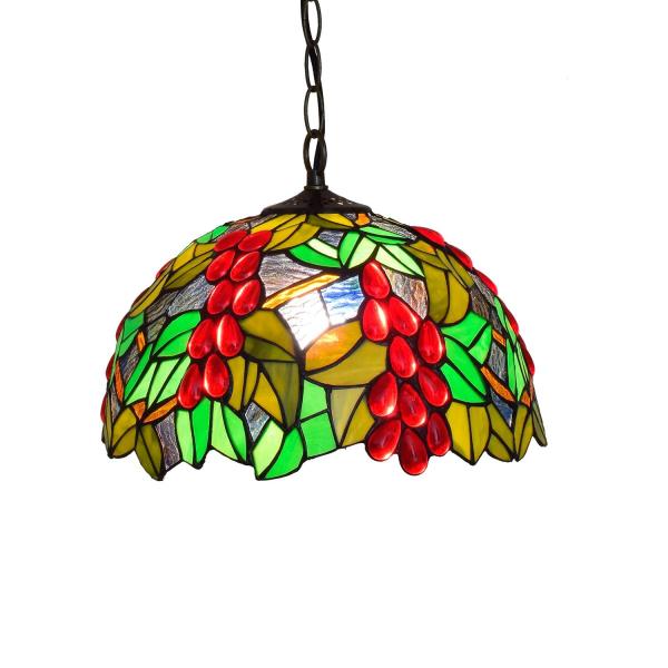 商品名:  ZHOUYANB Ceiling Stained Glass Chandelier 12" Pendant Light Grape Pendant Lights Glass Light Fitting for Bedroom R...